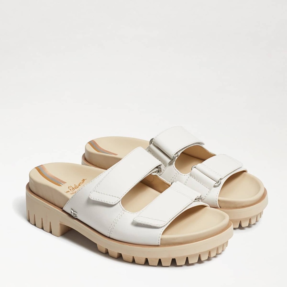 Sam Edelman Eliana Lug Sole Slide Bright White Leathe… - Gem